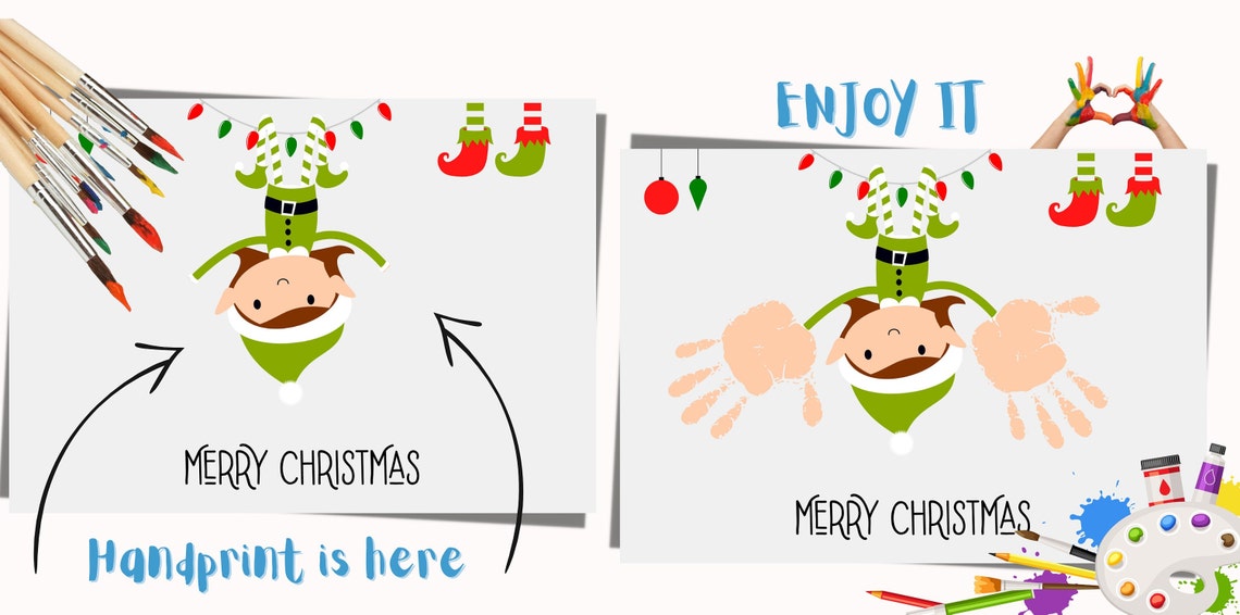 Christmas Handprint Art Elf Handprint Art Christmas - Etsy