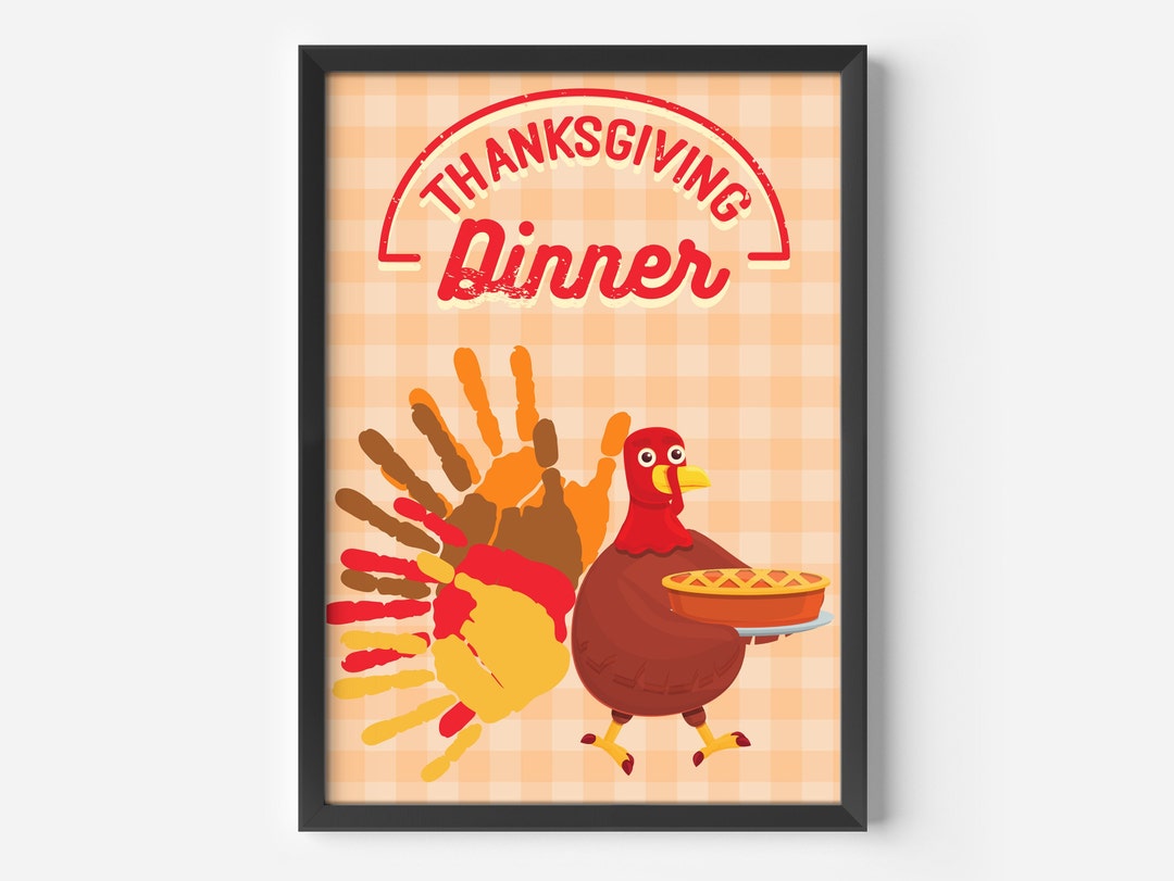 Happy Thanksgiving Turkey Handprint Craft, Printable Child Gift, Kids ...