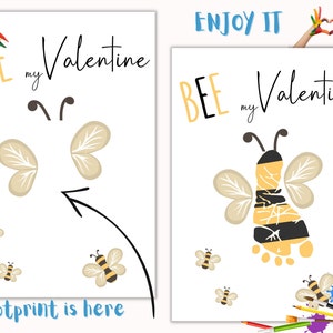 Bee Valentines Day Footprint Craft, Bee My Valentines Handprint Art ...