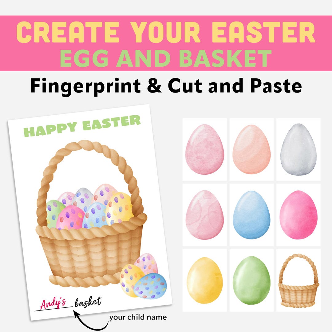Easter Fingerprint Basket Craft: DIY Handprint Art (digital Download ...