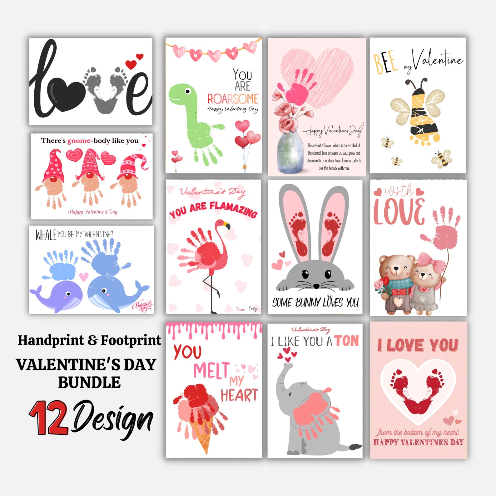 Valentines Day Handprint Footprint Craft, Love Handprint Art Craft ...