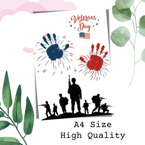 Veterans Day Handprint Art Craft, USA Handprint Footprint DIY Art Decor ...