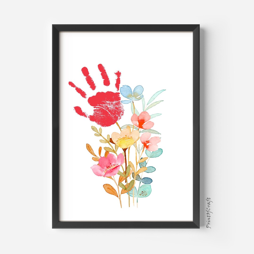 Handprint Bouquet Gift for Grandma, Gift for Mom Handprint Flower ...