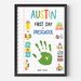 Personalized First Day of School Handprint, Handprint Art of Preschool ...