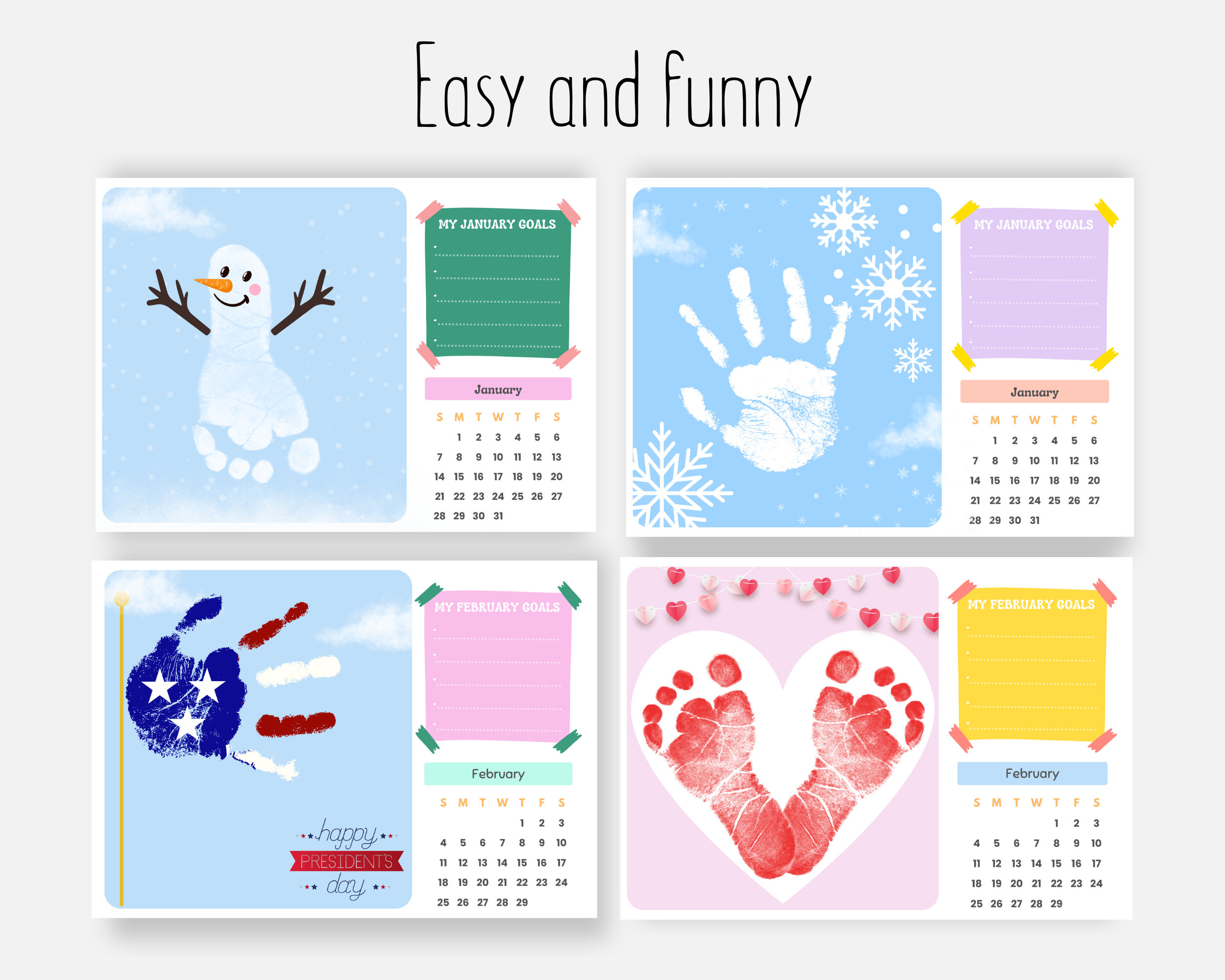 2025 Calendar Handprint Footprint, Handprint Art Craft, Baby Kids ...