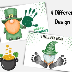 St Patrick's Handprint Footprint Bundle Craft, Leprechaun Clover ...