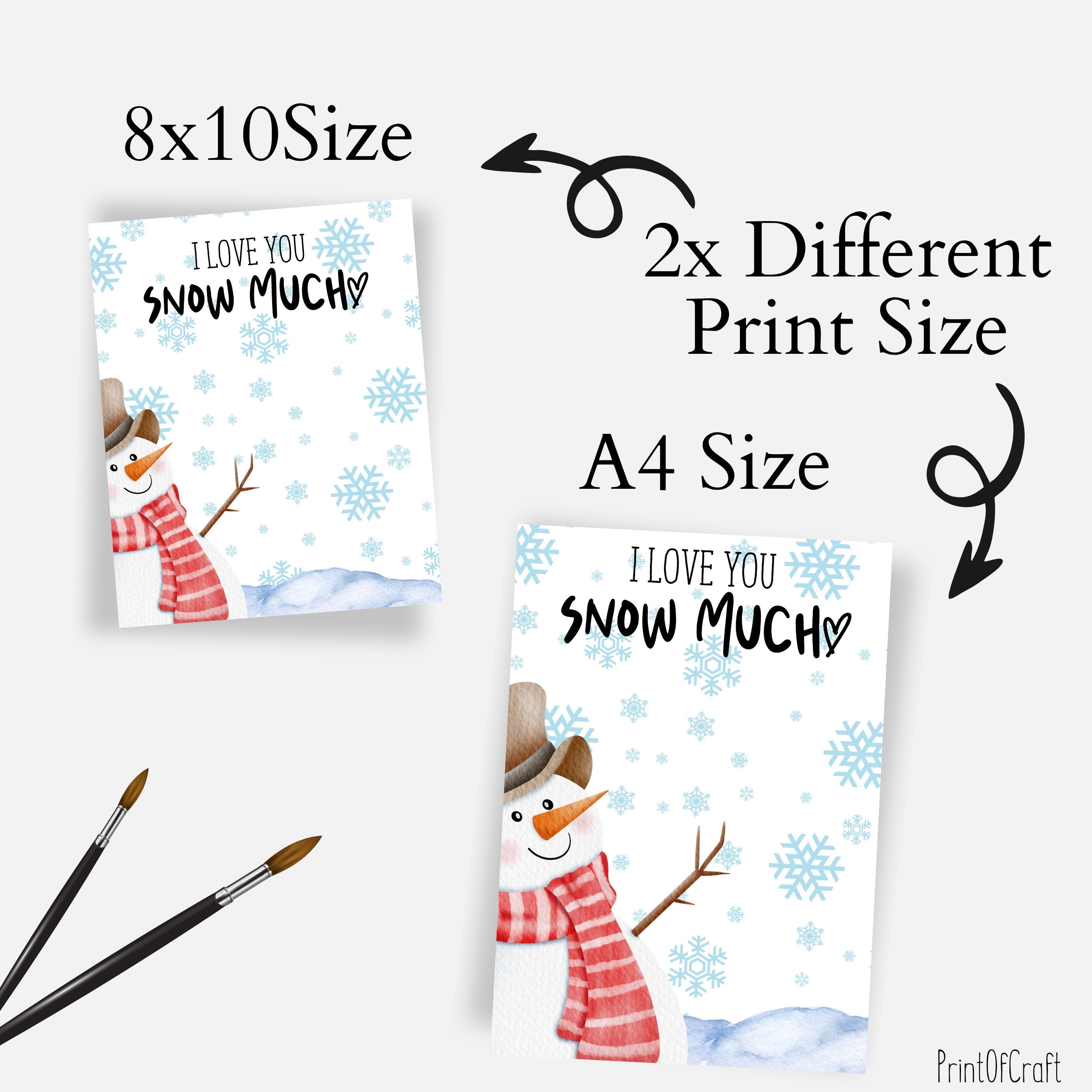 Christmas Handprint Art Craft, I Love You Snow Much, Printable ...