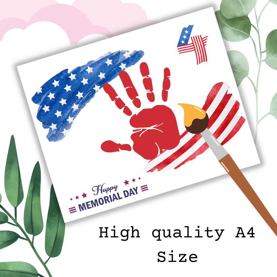 Memorial Day Handprint Digital Print Kids Handprint for | Etsy