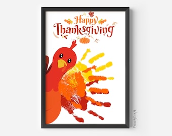 Thanksgiving Turkey Handprint Art, DIY Kid Craft, Handprint Keepsake ...