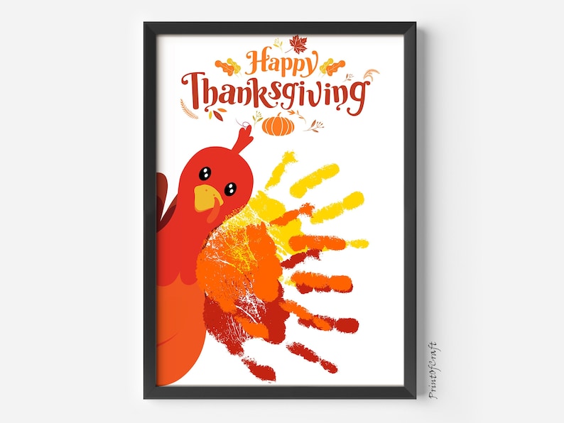 Turkey Handprint Art, DIY Kid Craft, Handprint Keepsake Memory, Fall ...