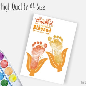 Thanksgiving Footprint Art, Handprint Keepsake Memory, Corn Footprint ...
