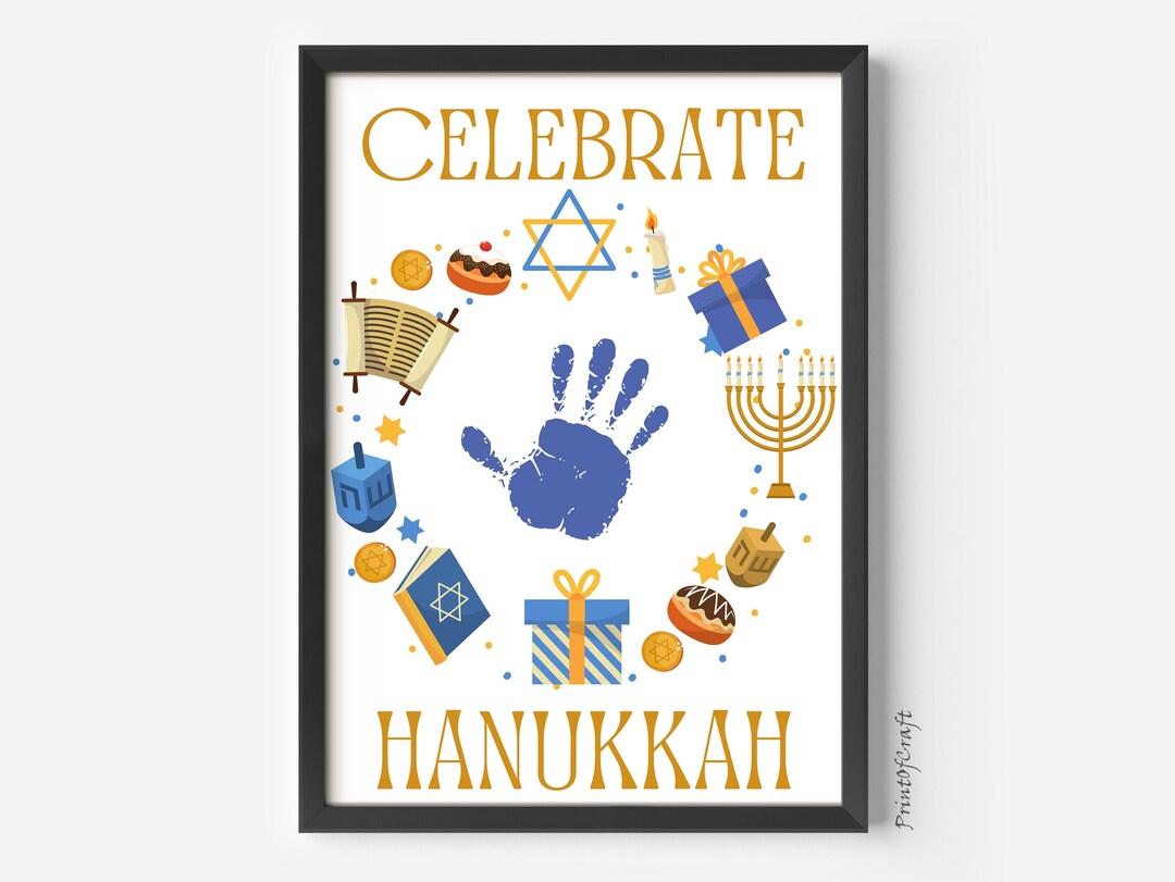 Hanukkah Handprint Footprint DIY Art Craft Bundle, Printable Christmas ...
