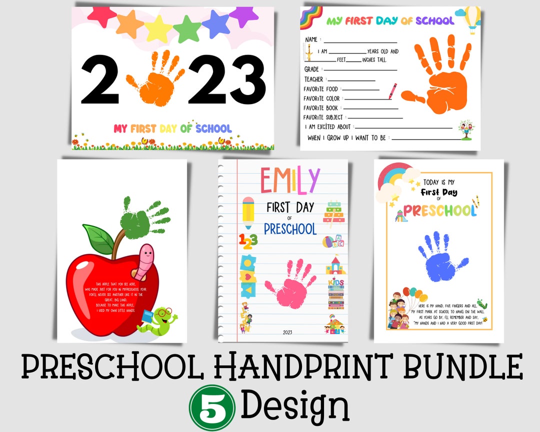 Preschool Handprint Bundle, Handprint Craft for Preschool, First Day of ...
