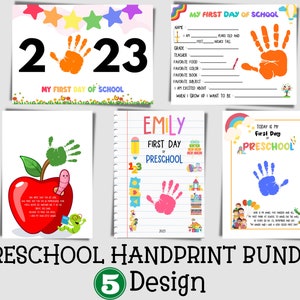 Preschool Handprint Bundle, Handprint Craft for Preschool, First Day of ...
