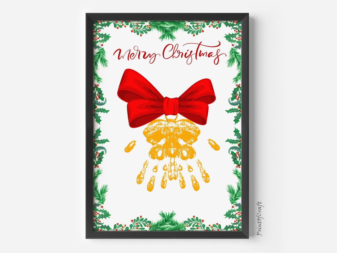 Christmas Handprint Art, Bell Handprint Art, Christmas Decoration ...