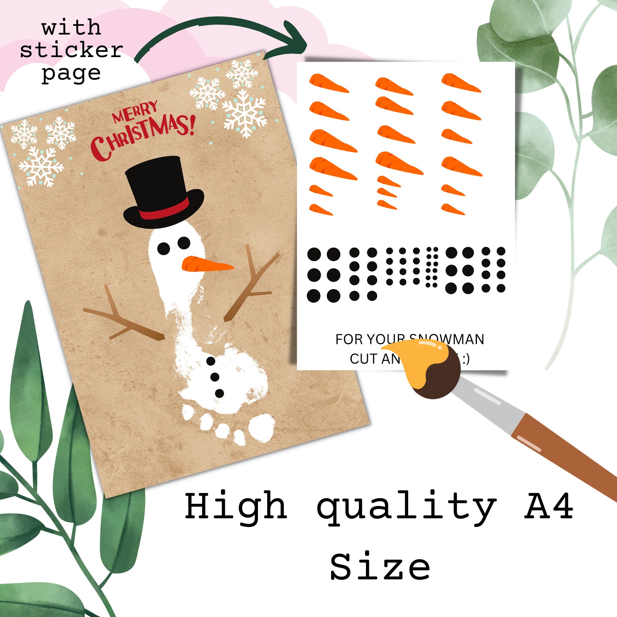 Christmas Handprint Art Craft, Christmas Footprint DIY Decor, Printable ...