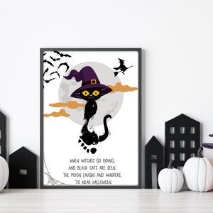 Halloween Footprint Handprint Art Craft Black Cat Witch Poem - Etsy