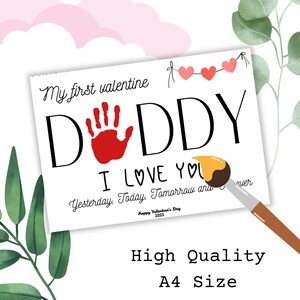 Valentines Day Daddy Handprint Gift Card, Love Handprint Art Craft ...
