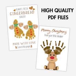 Christmas Handprint Footprint DIY Art Craft Bundle, Printable Christmas ...
