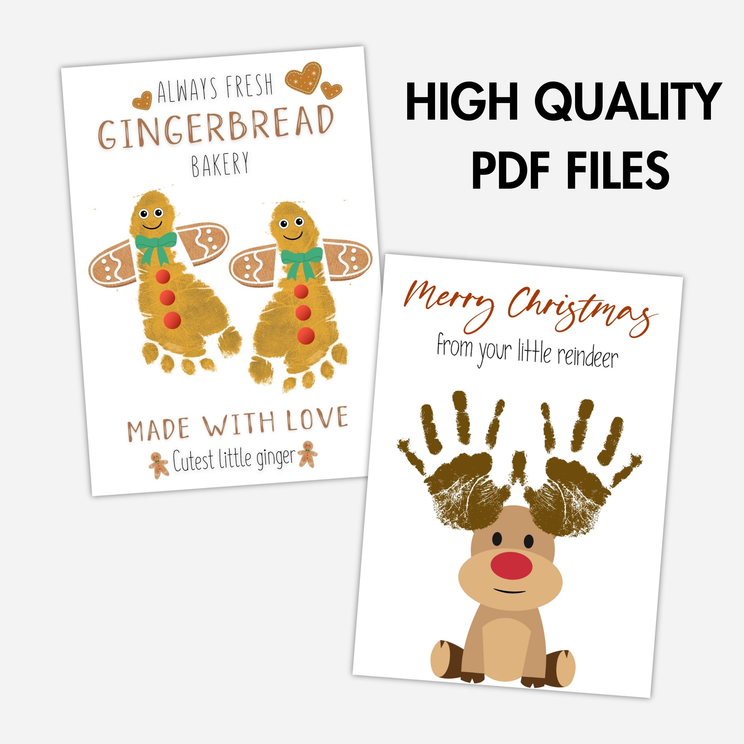 Christmas Handprint Footprint DIY Art Craft Bundle, Printable Christmas ...