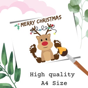 Merry Christmas Reindeer Handprint, Footprint Art Craft, Christmas Baby ...