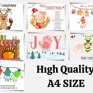 Christmas Handprint Footprint DIY Art Craft Bundle, Printable Christmas ...