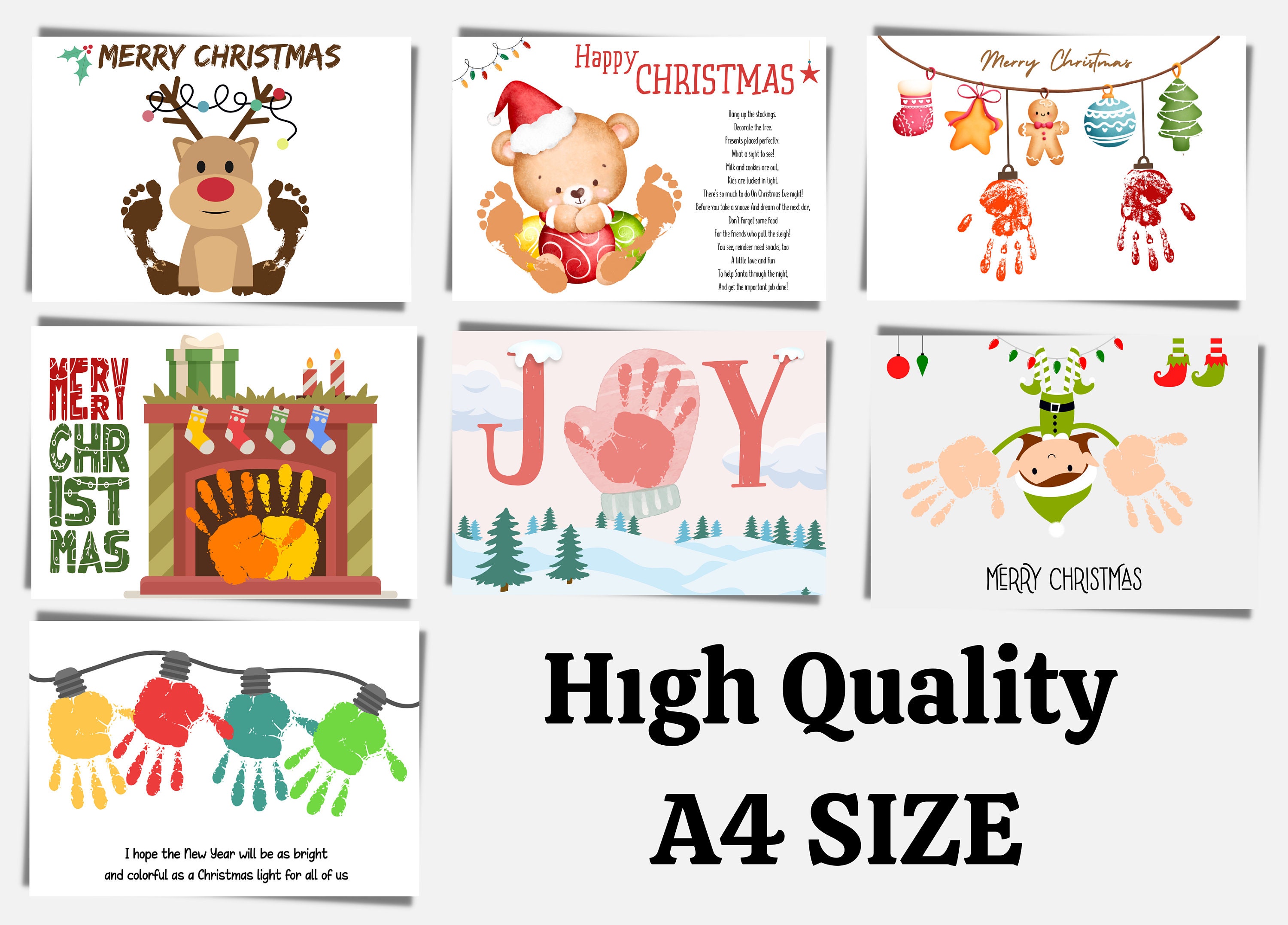 Christmas Handprint Footprint DIY Art Craft Bundle Printable - Etsy