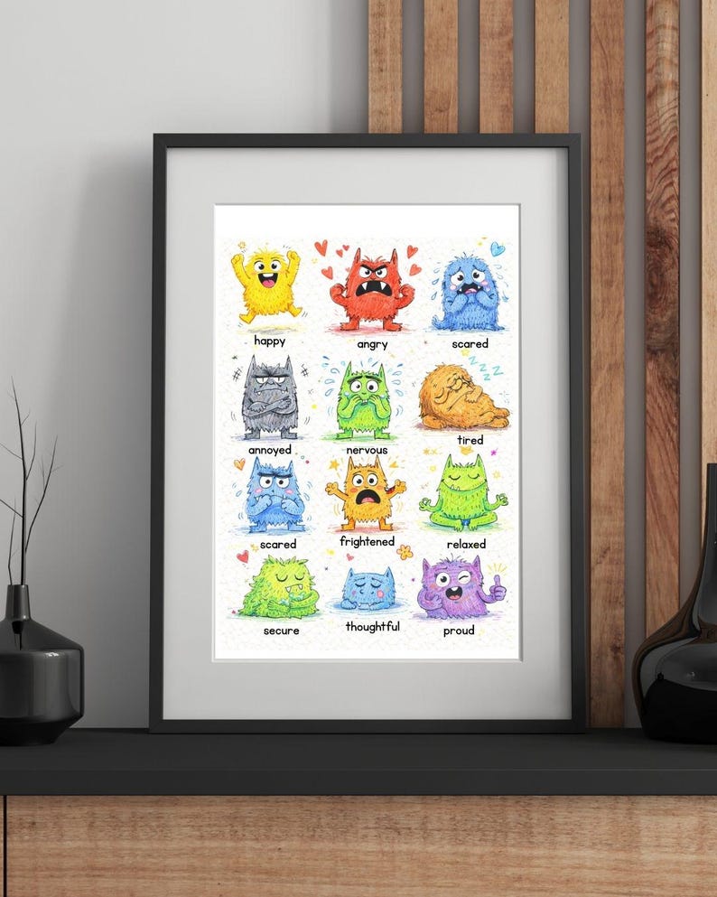 Emotion Monster Poster for Kids | Learn About Feelings in English | A4 ...