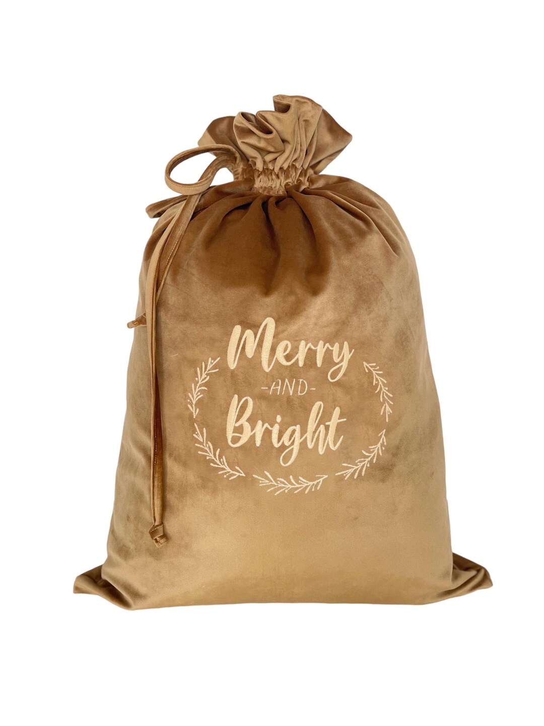 Personalized Golden Bronze Velvet Christmas Gift Bag: Premium Santa ...