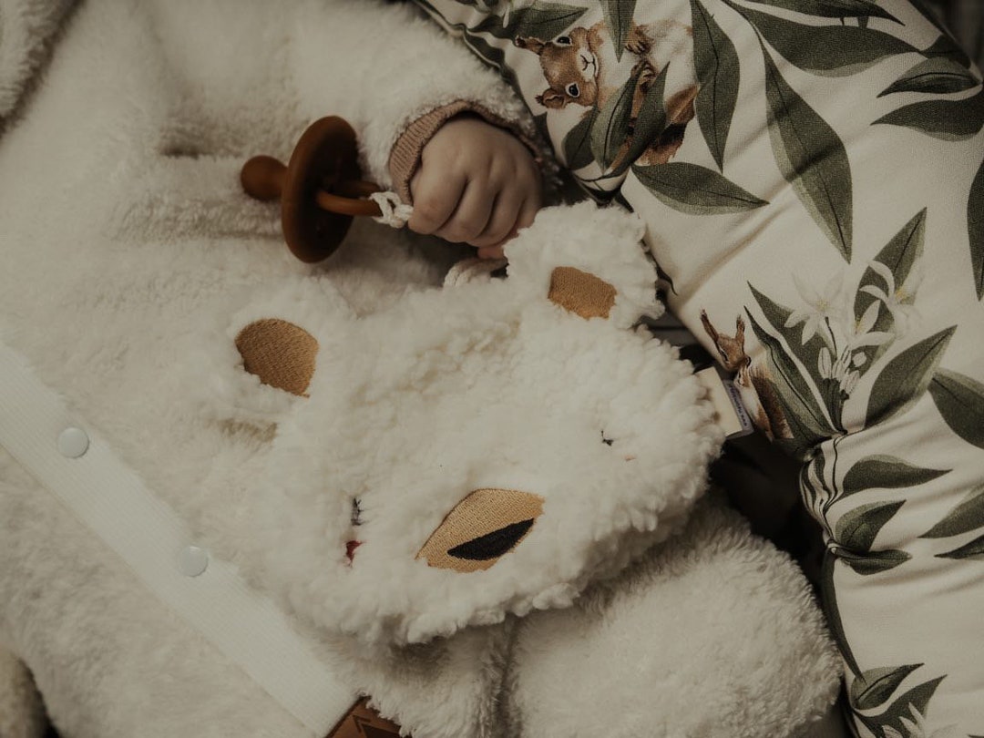 Soft Ecru Teddy Bear Pacifier Holder: Cuddly Newborn Comfort Toy & Baby ...