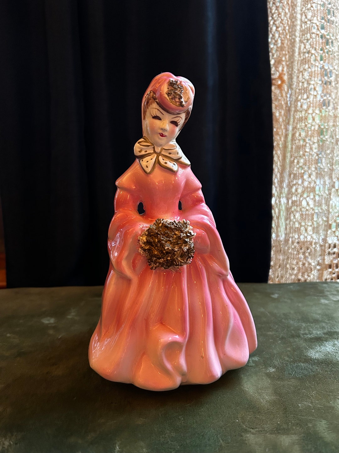 Vintage MCM Victorian Pink Lady Planter - Etsy