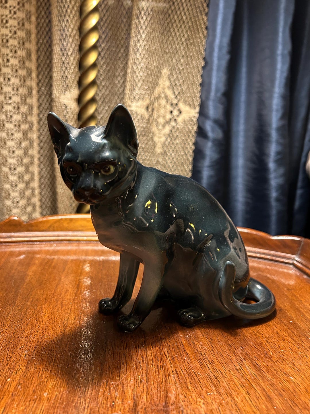 Vintage 1960s Ceramic Russian Blue Cat Statue - Etsy