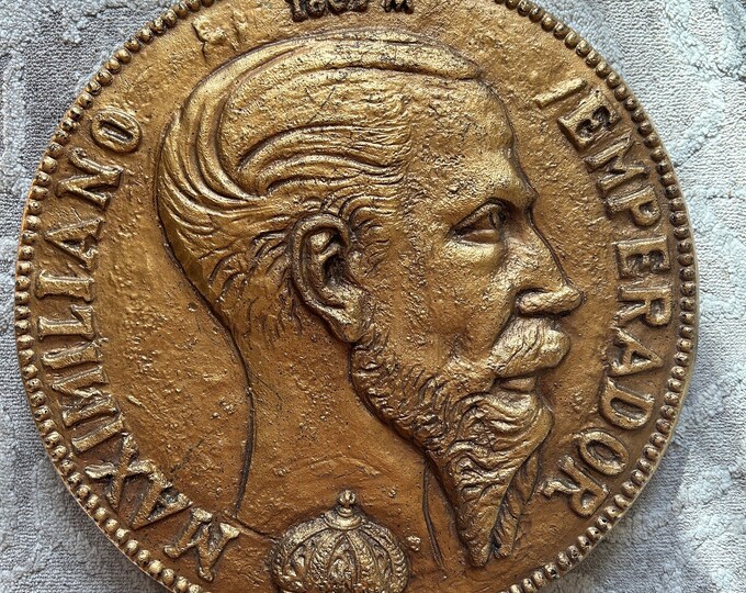 Two Large Vintage Gold Mexican Coin Wall Art Pieces - Etsy