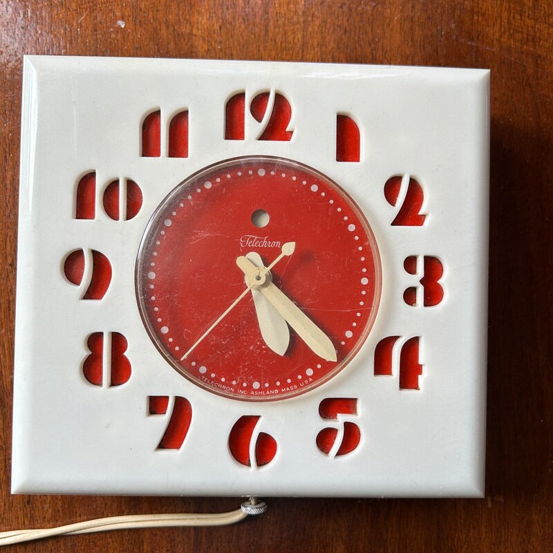 Red Wall Clock - Etsy