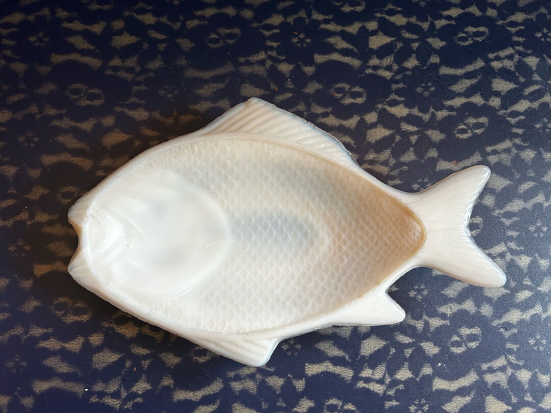 Milk Glass Fish Dish - Etsy