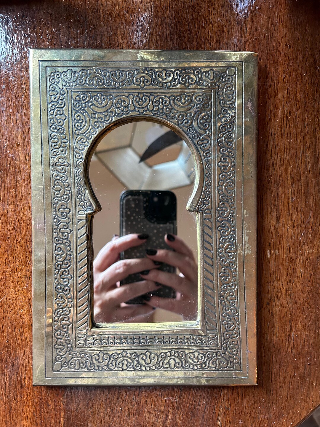 Vintage Middle Eastern/morrocan Style Brass Plate Mirror - Etsy