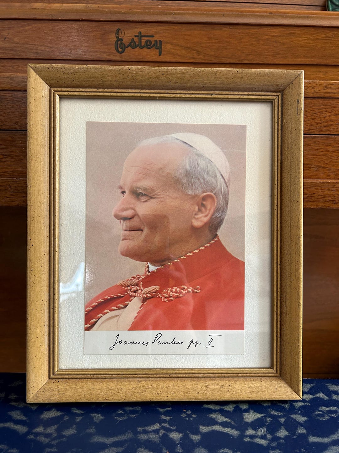 Vintage Framed Photo of Pope John Paul II - Etsy