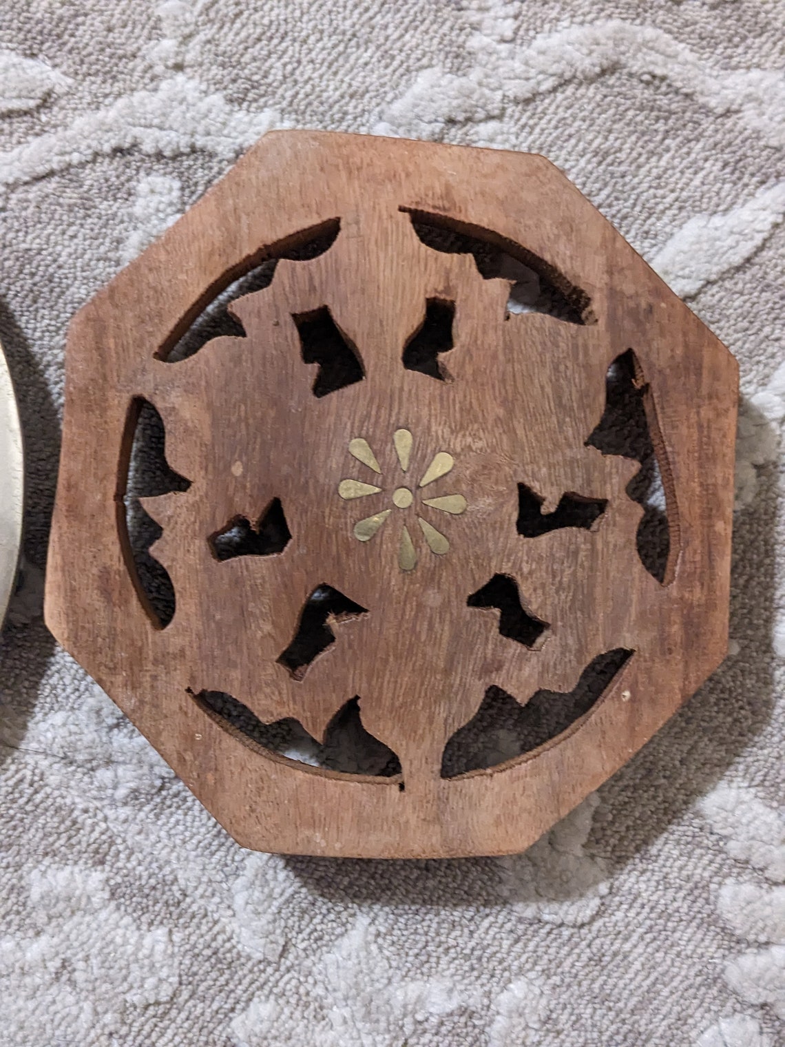 Two Vintage Trivets - Brass and Wood. - Etsy