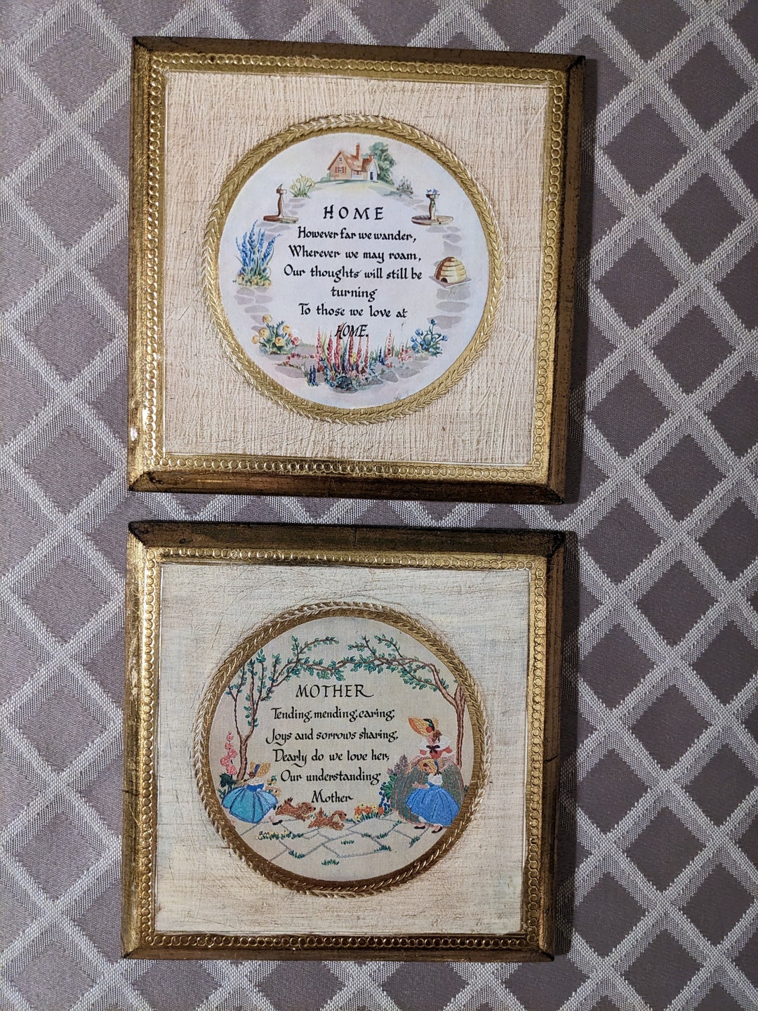 Square Gold Trimmed Vintage Plaques - Etsy
