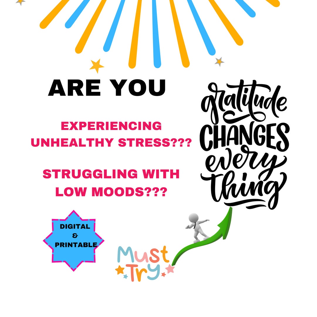 Stress Relief Gratitude Journal, Thankful Grateful Blessed, Mental ...