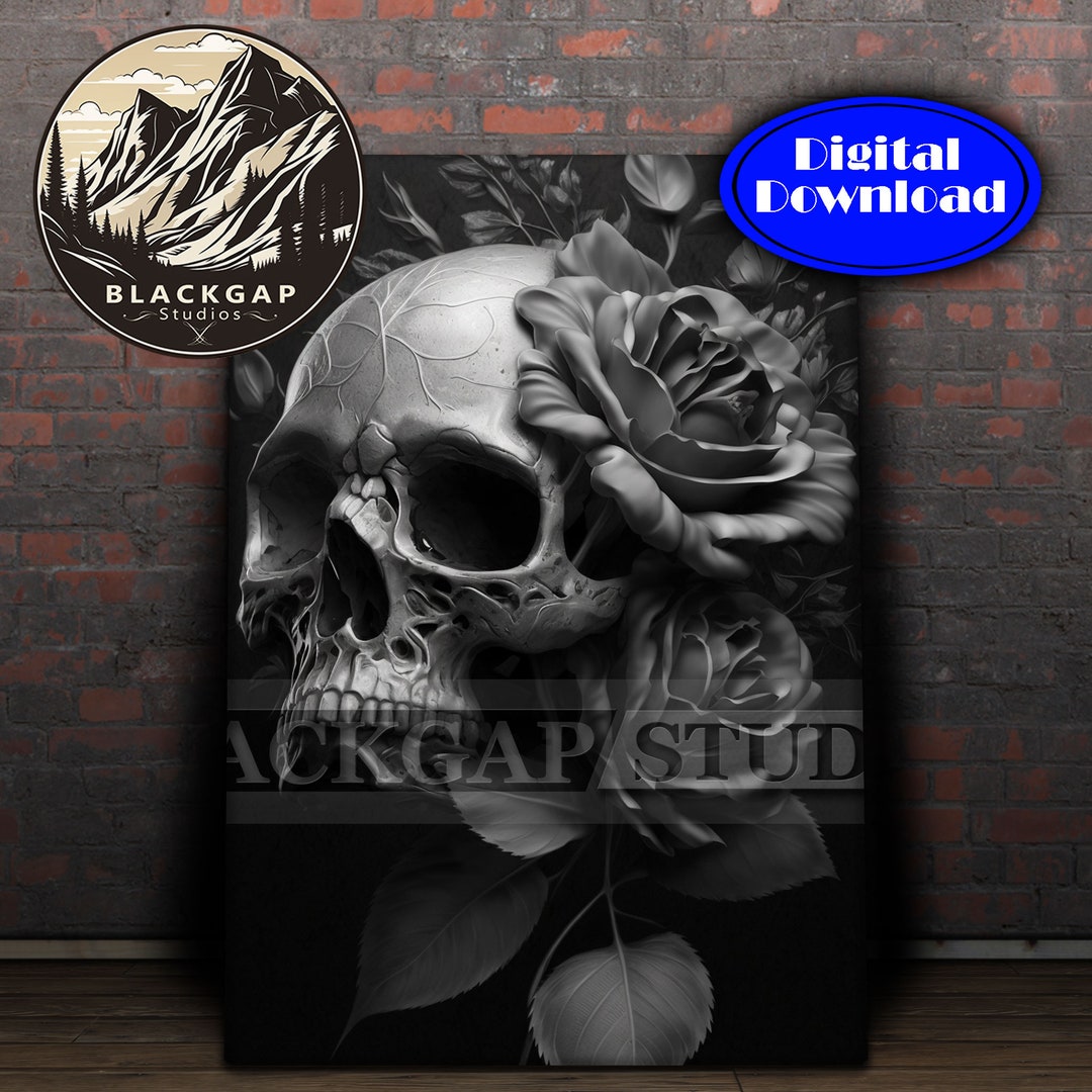 Skull and Roses Macabre Skull Laser File - Etsy