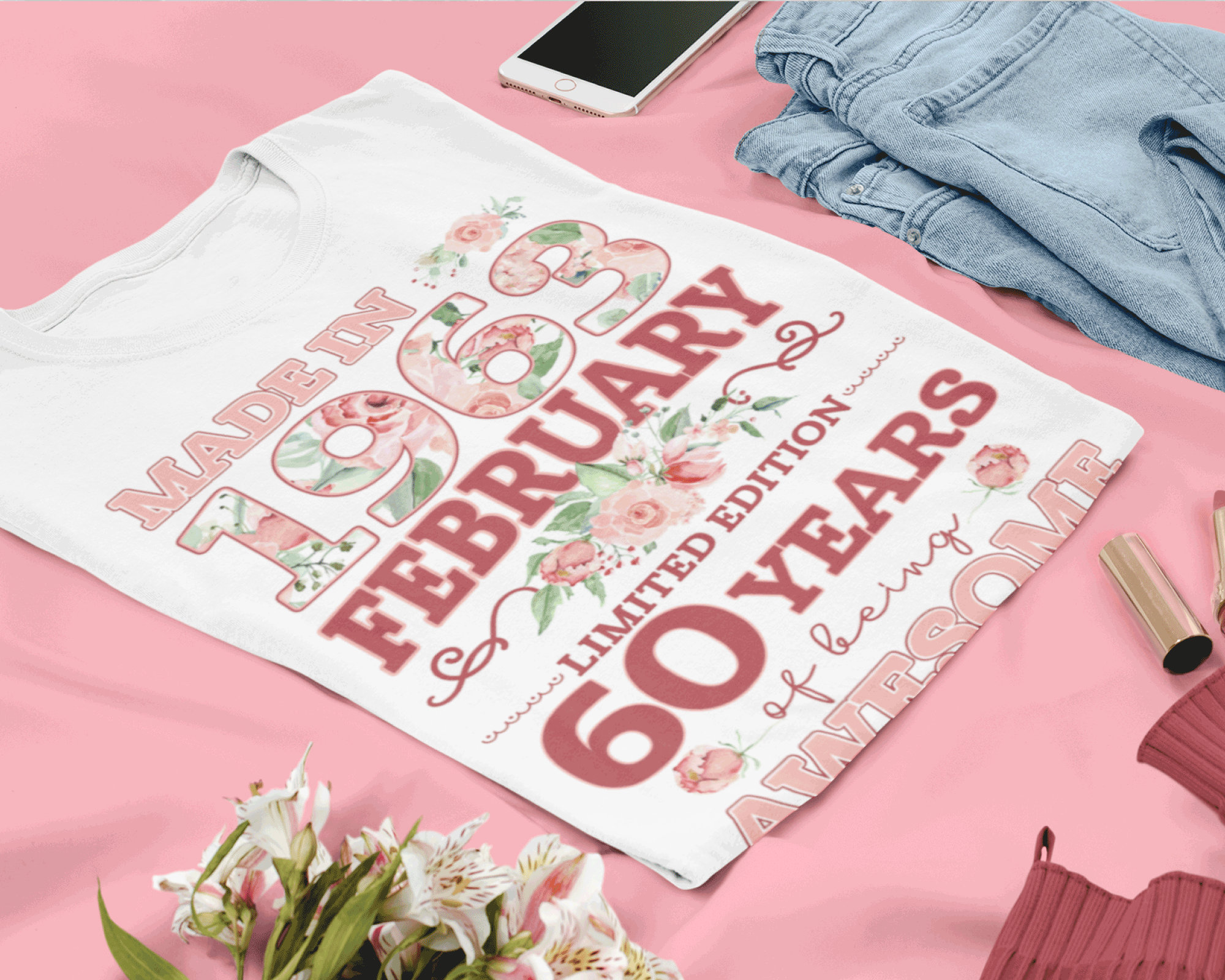 February 1963 60th Birthday Shirt PNG Born in 1963 Floral - Etsy