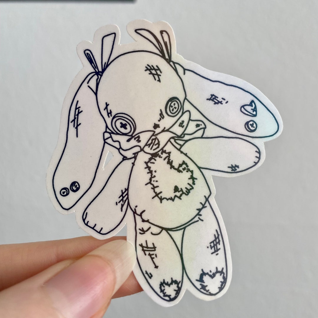 Holographic Sticker - Horror Creepy Scary Cute Kawaii Plush Bunny ...