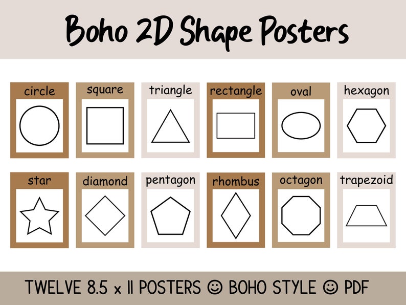 Classroom Shape Posters | Boho 2D | Preschool Decor | Boho Classroom ...
