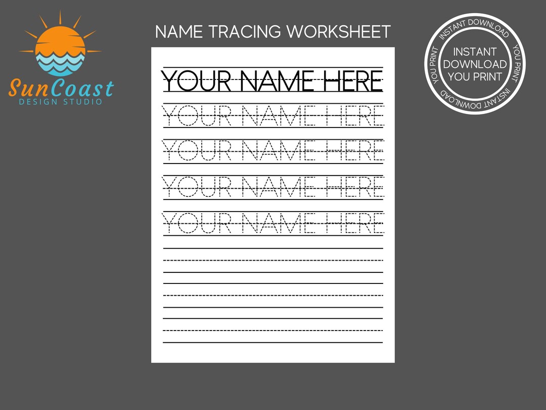 Printable Name Tracing Worksheets Custom Handwriting Practice - Etsy