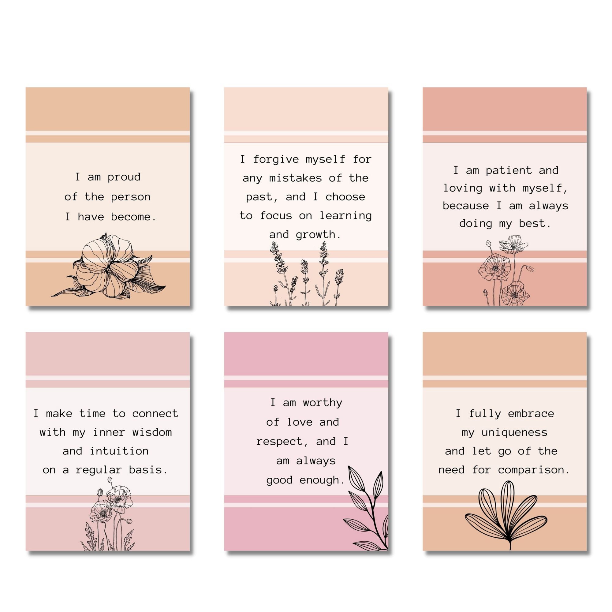 60 Affirmation Cards Digital Download, Mindfulness Affirmations Deck ...