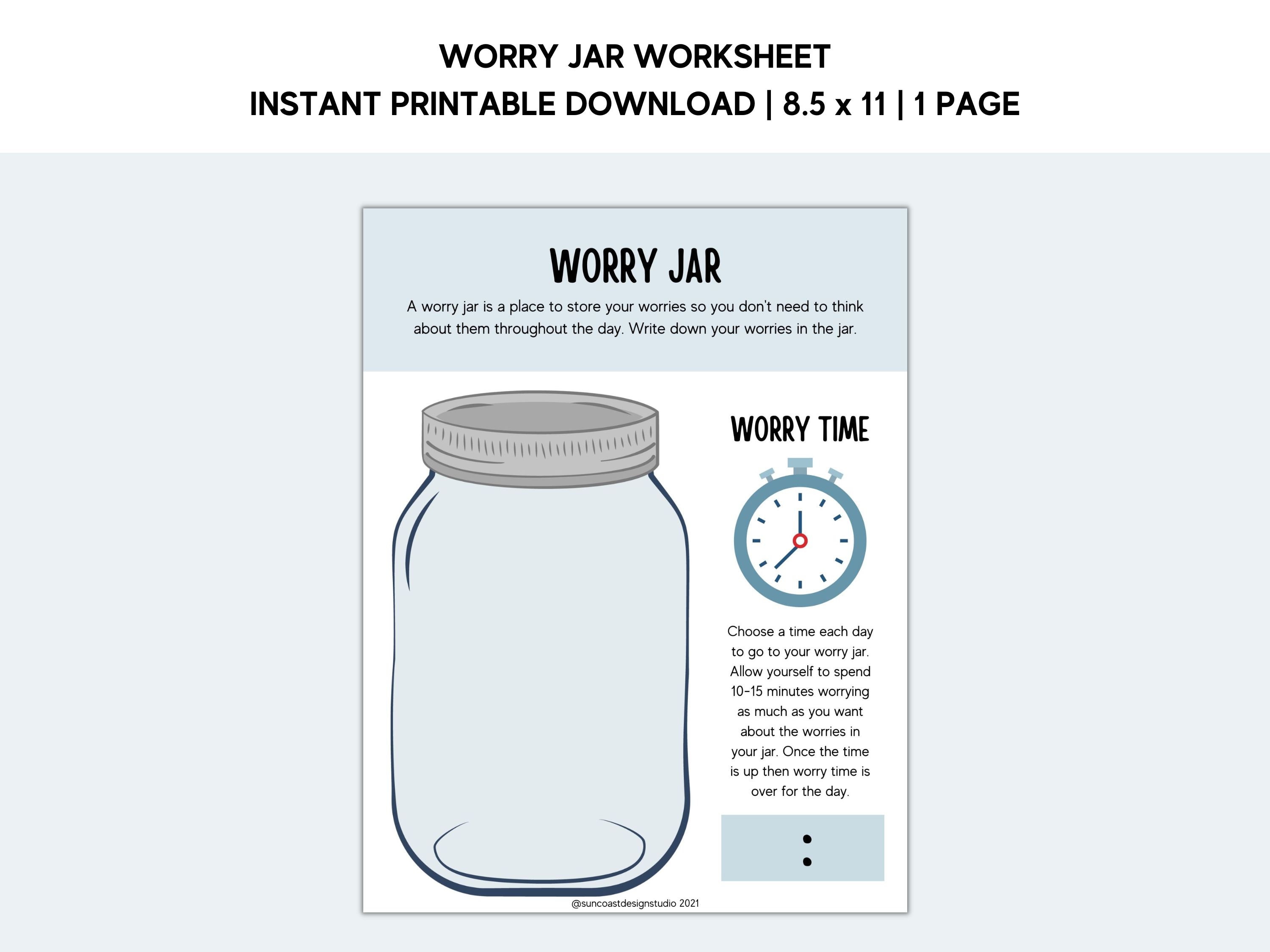 Free Printable Worry Jar Anxiety Relief Worksheet Pjs And, 54% OFF
