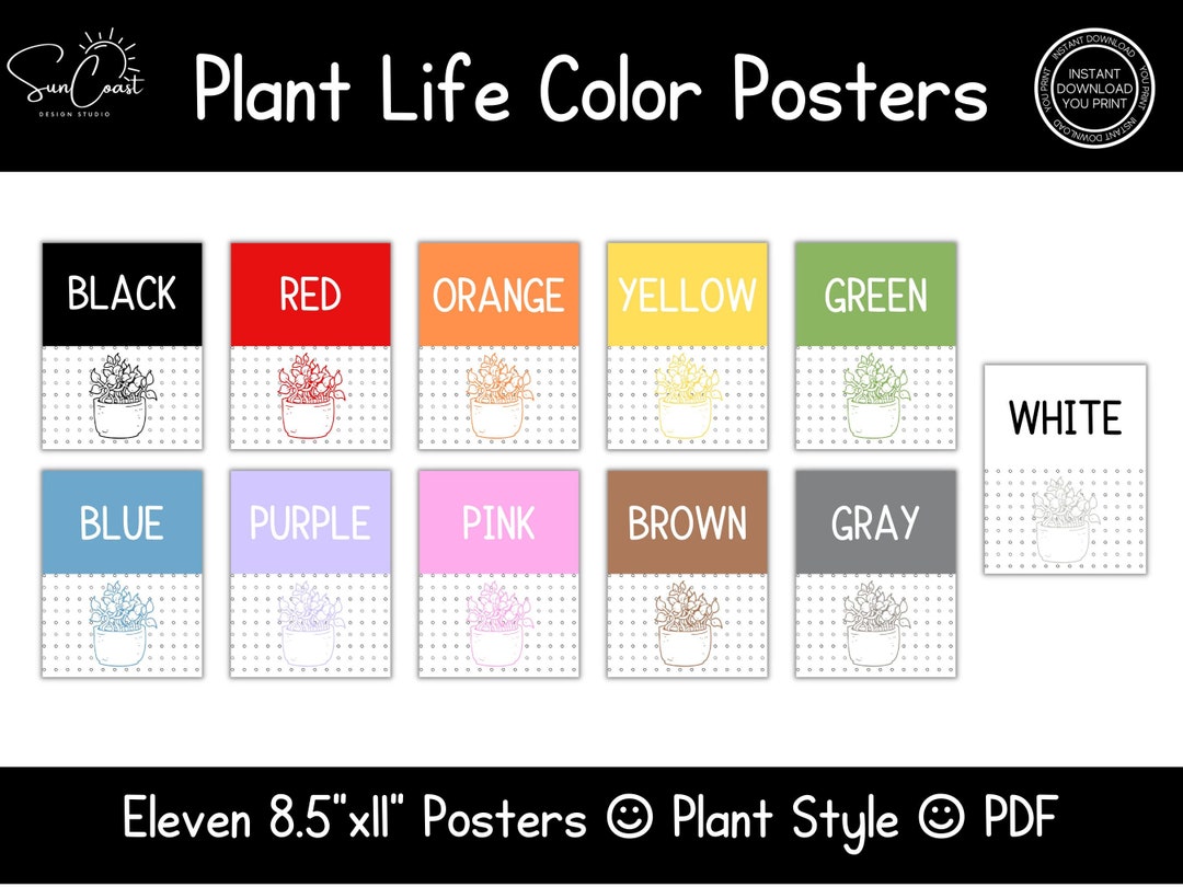 Plant Life Color Posters | Plant Classroom | Botanical Classroom Decor ...