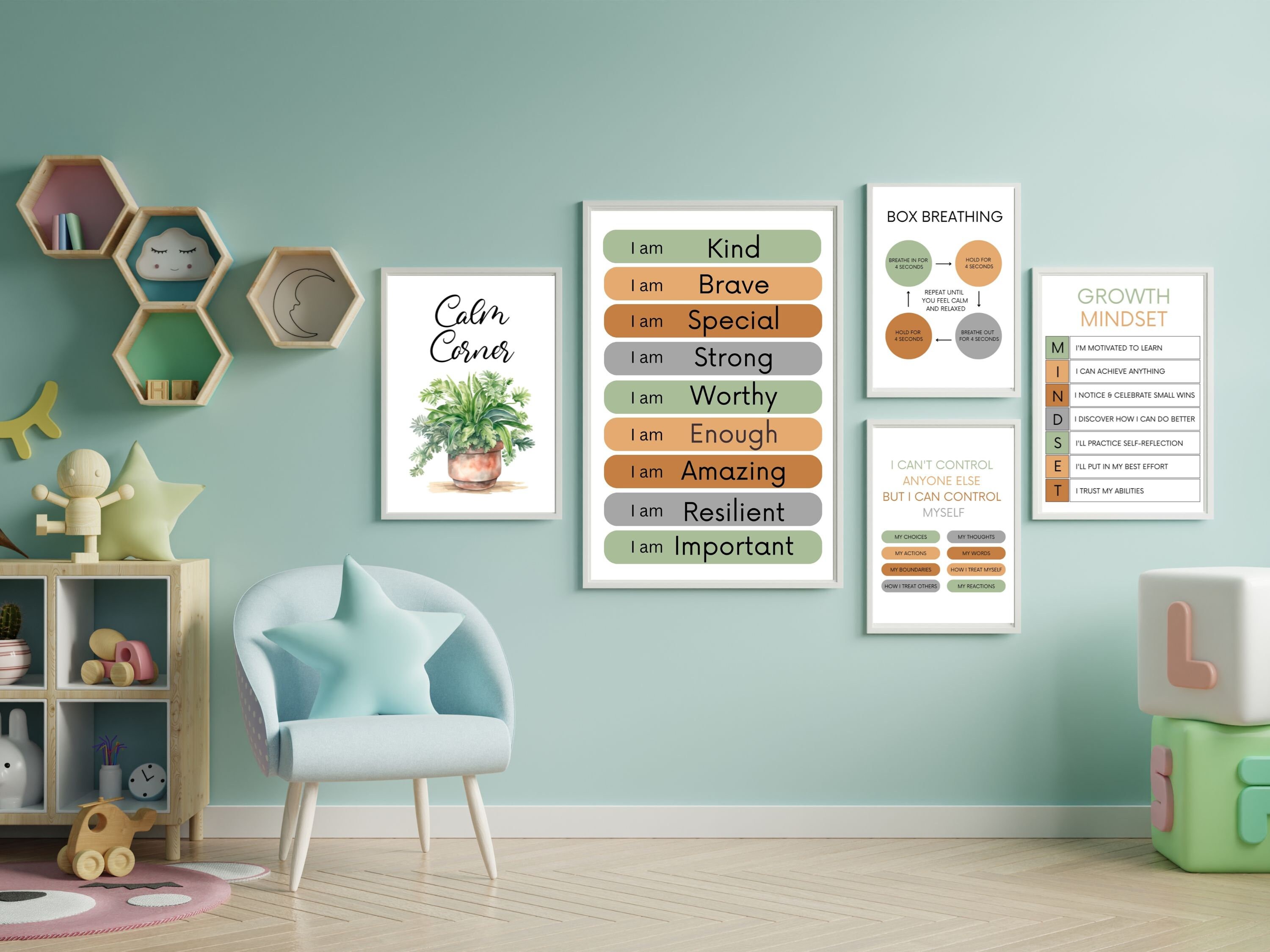 Calm Down Corner Kit, Set of 15 Posters, Montessori Playroom, Plant ...