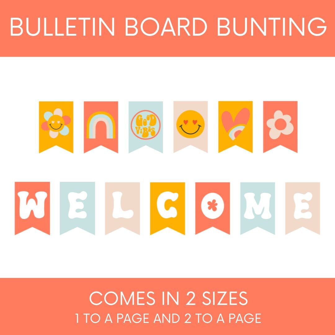 Bulletin Bunting Flags Banner, Groovy Classroom Banner, Printable ...